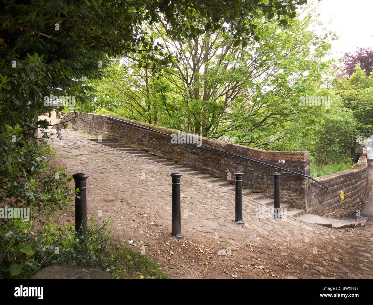 The bridge in the village of Barrowford in Lancashire in Northern ...