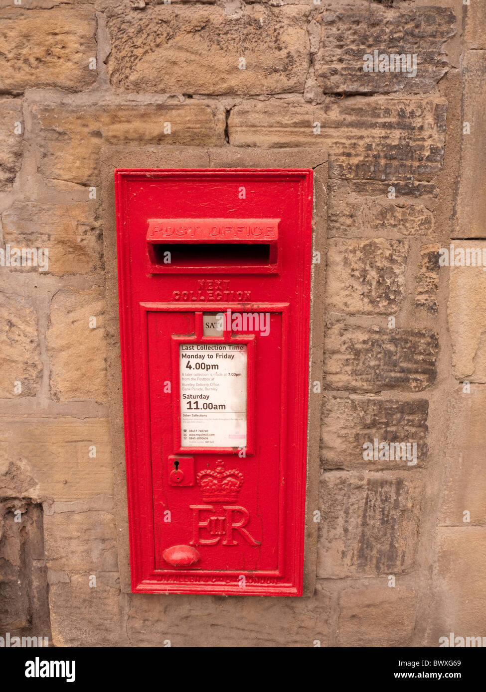 Post Box in Downham Pendle Hill area in Lancashire in Northern England ...