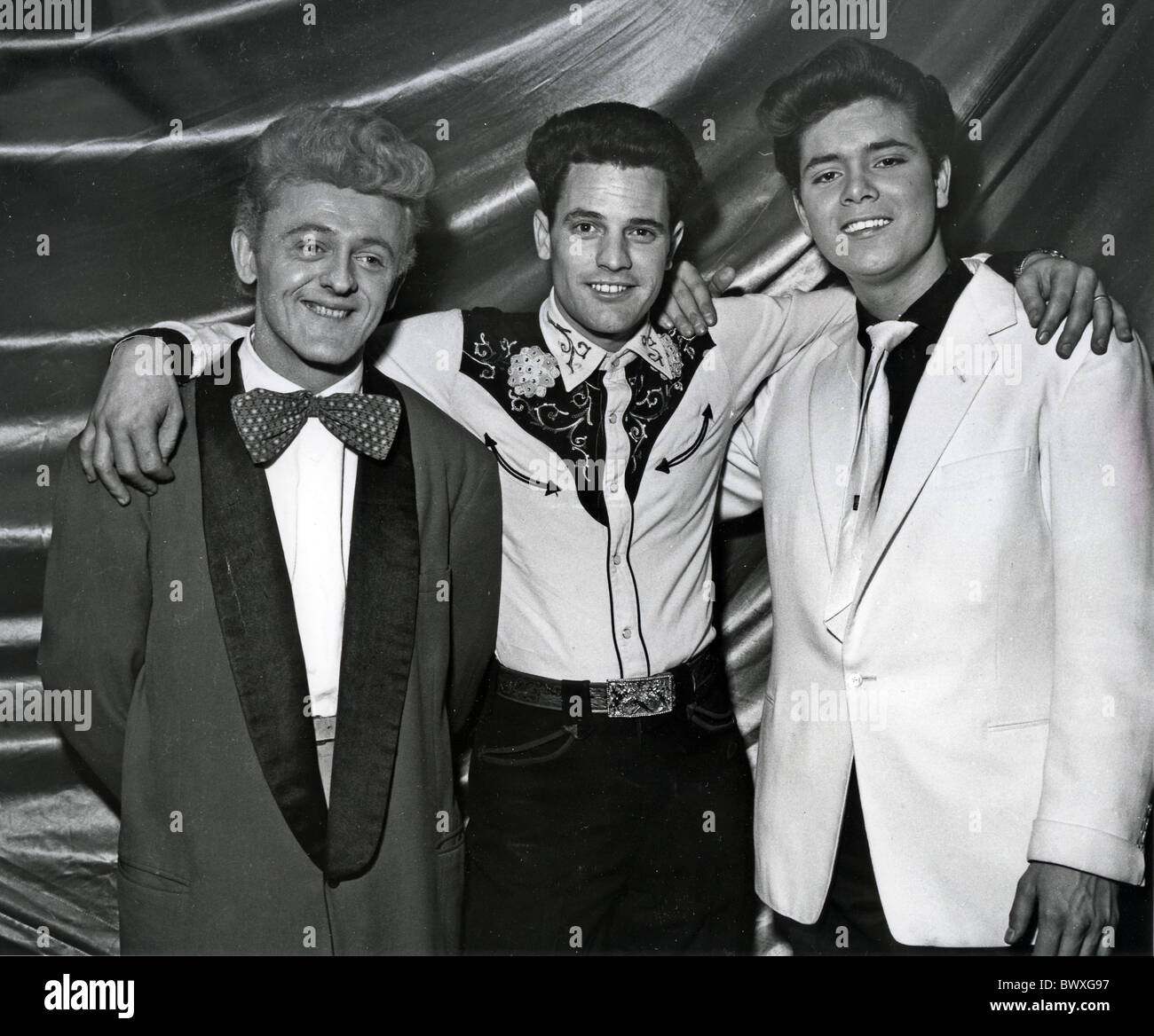 WEE WILLIE HARRIS English rock singer at left in 1958 with Johnny ...