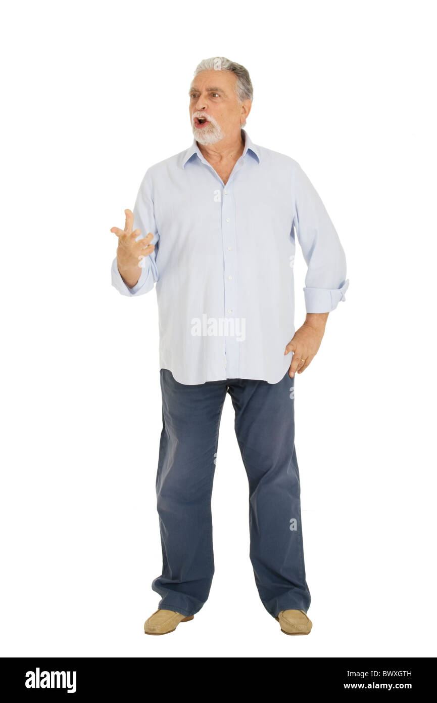 Senior man waving Stock Photo - Alamy