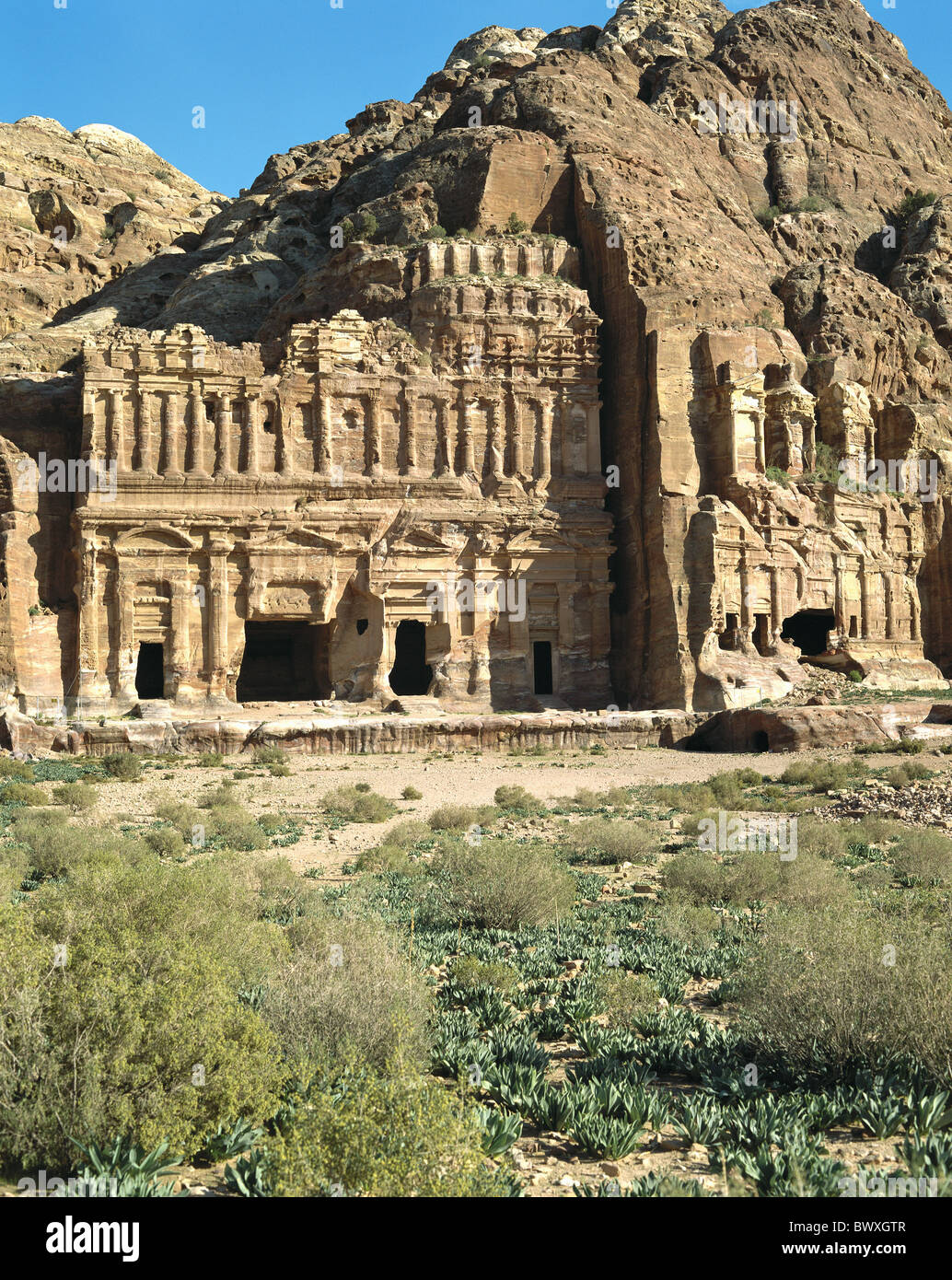 facades rock graves rock temples Jordan Middle East Nabataeans Petra ...
