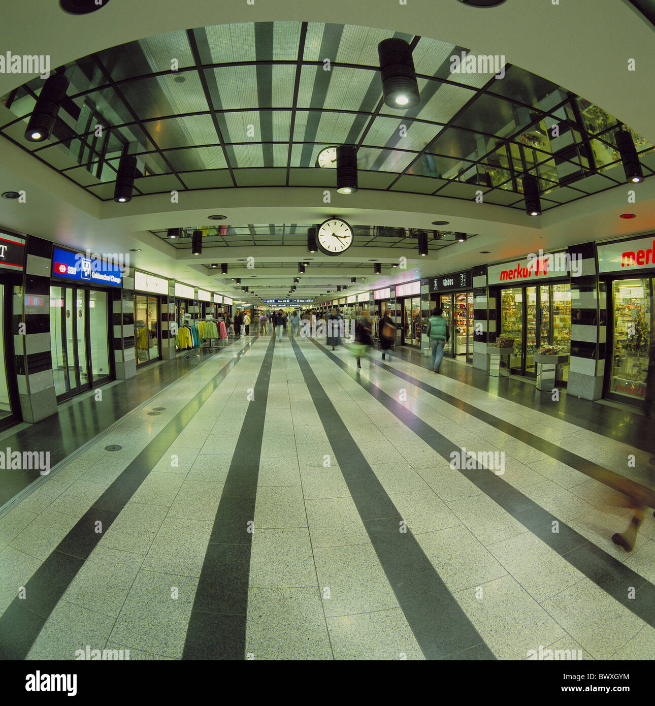 railway town city Zurich Switzerland Europe railway station passage ...