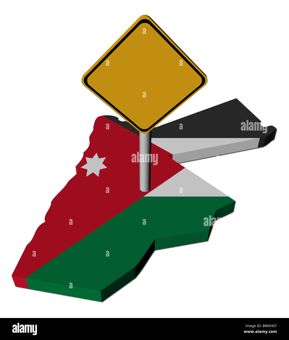 warning sign on Jordan map flag illustration Stock Photo - Alamy