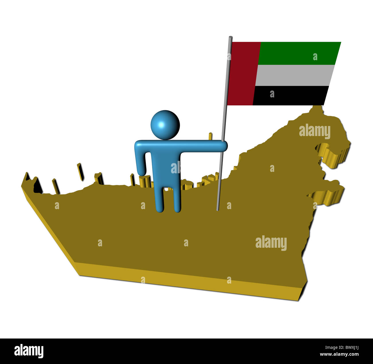 abstract person with flag on UAE map illustration Stock Photo - Alamy
