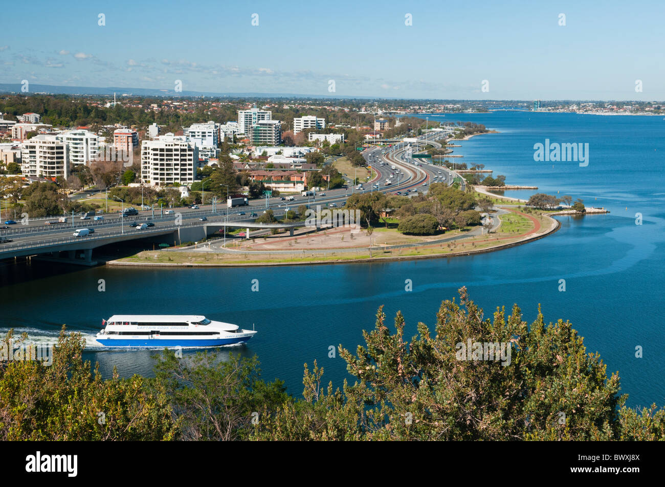 city of Perth along the Swan River Stock Photo - Alamy
