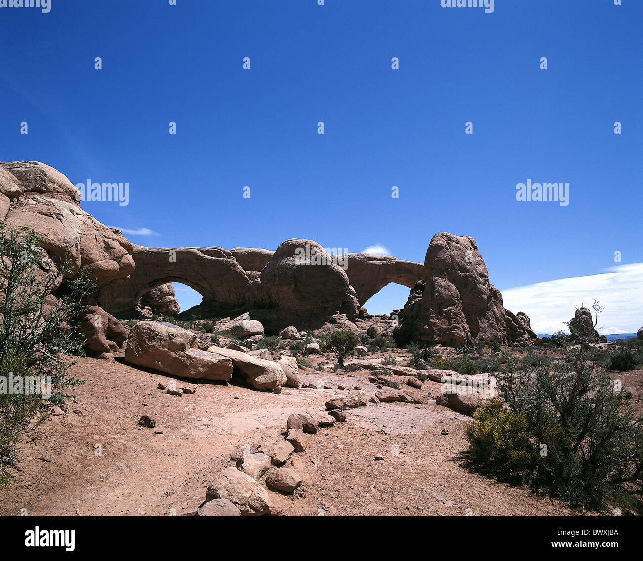 Arches park cliff curves North and South Window USA America North ...