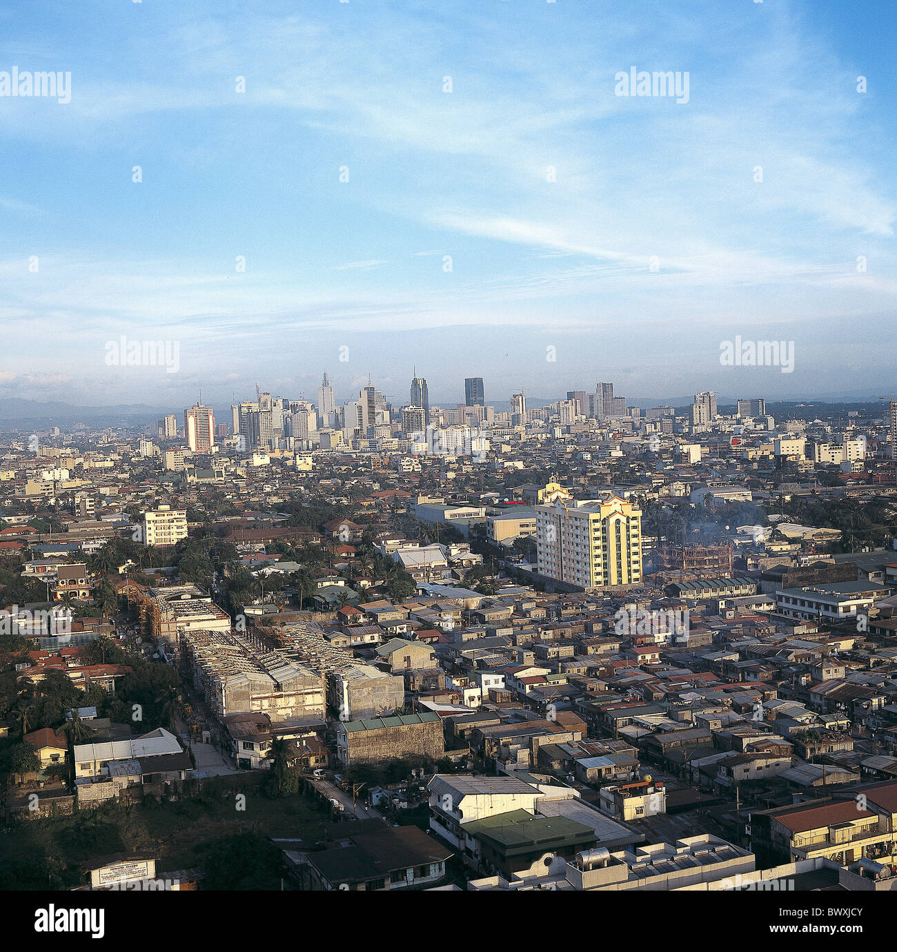 dusk twilight Makati skyline west Manila Philippines Asia overview ...