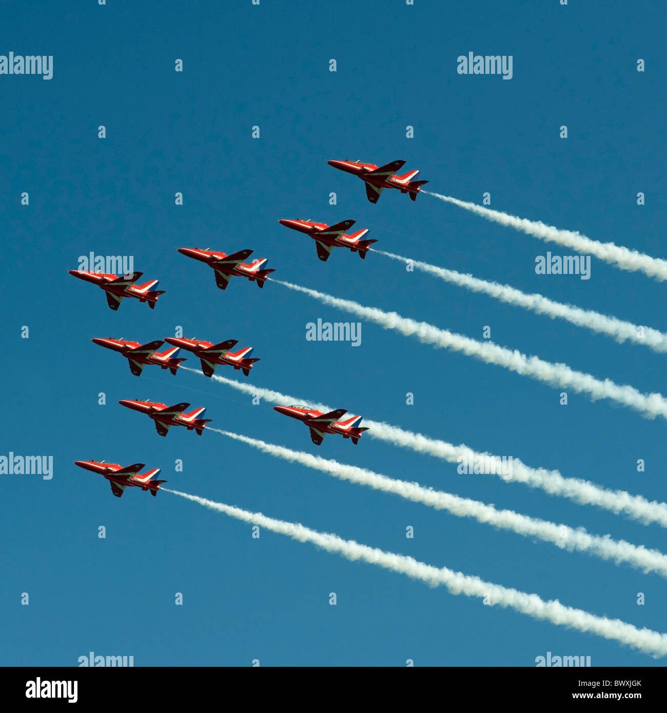 Nine RAF Red Arrows Display Team perform Stock Photo - Alamy