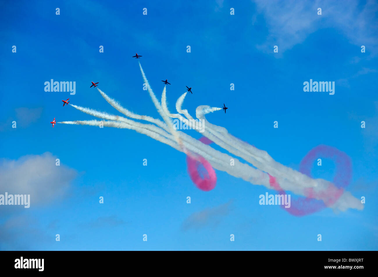 The RAF Red Arrows Break Stock Photo - Alamy