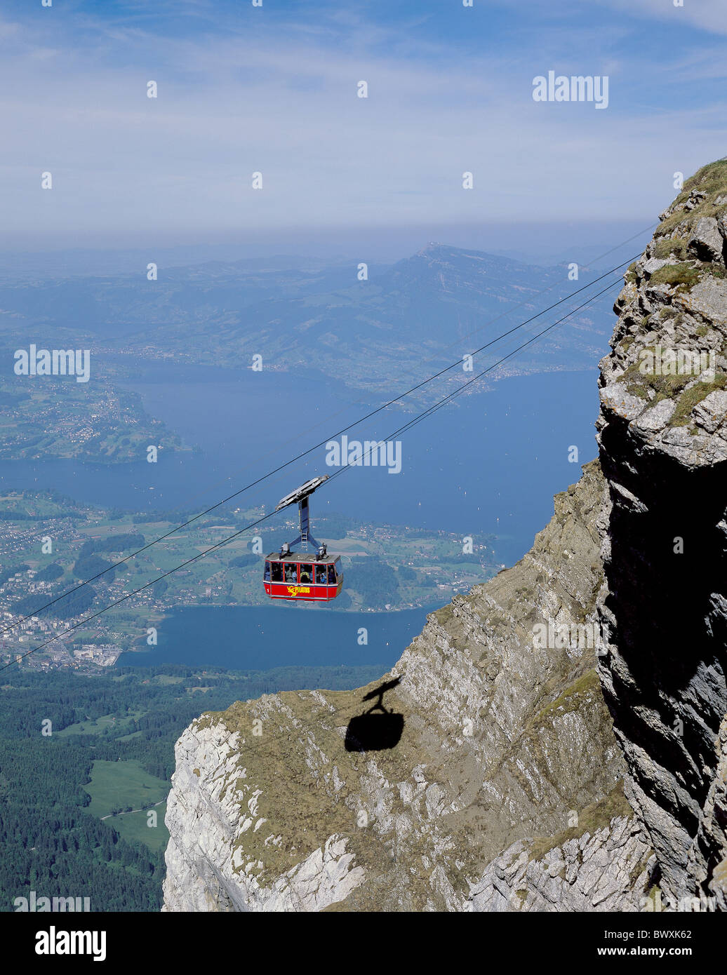 railway aerial cableway ropeway cable railway Switzerland Europe ...
