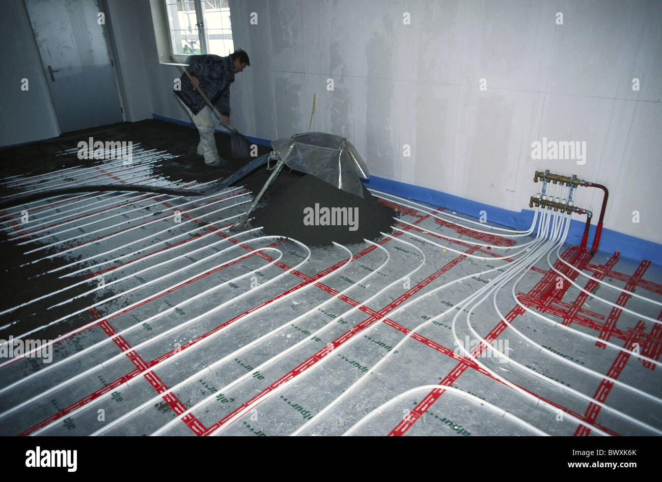 worker construction ground heating heating apartment house home ...