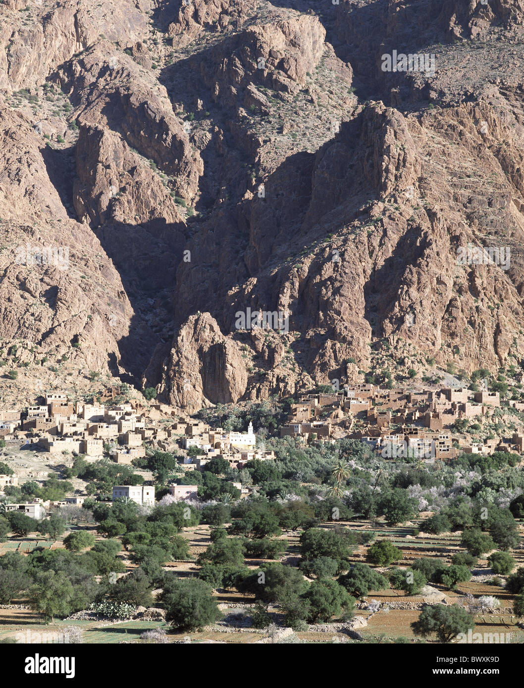Berbers village rock cliff scenery Morocco North Africa atlas mountains ...