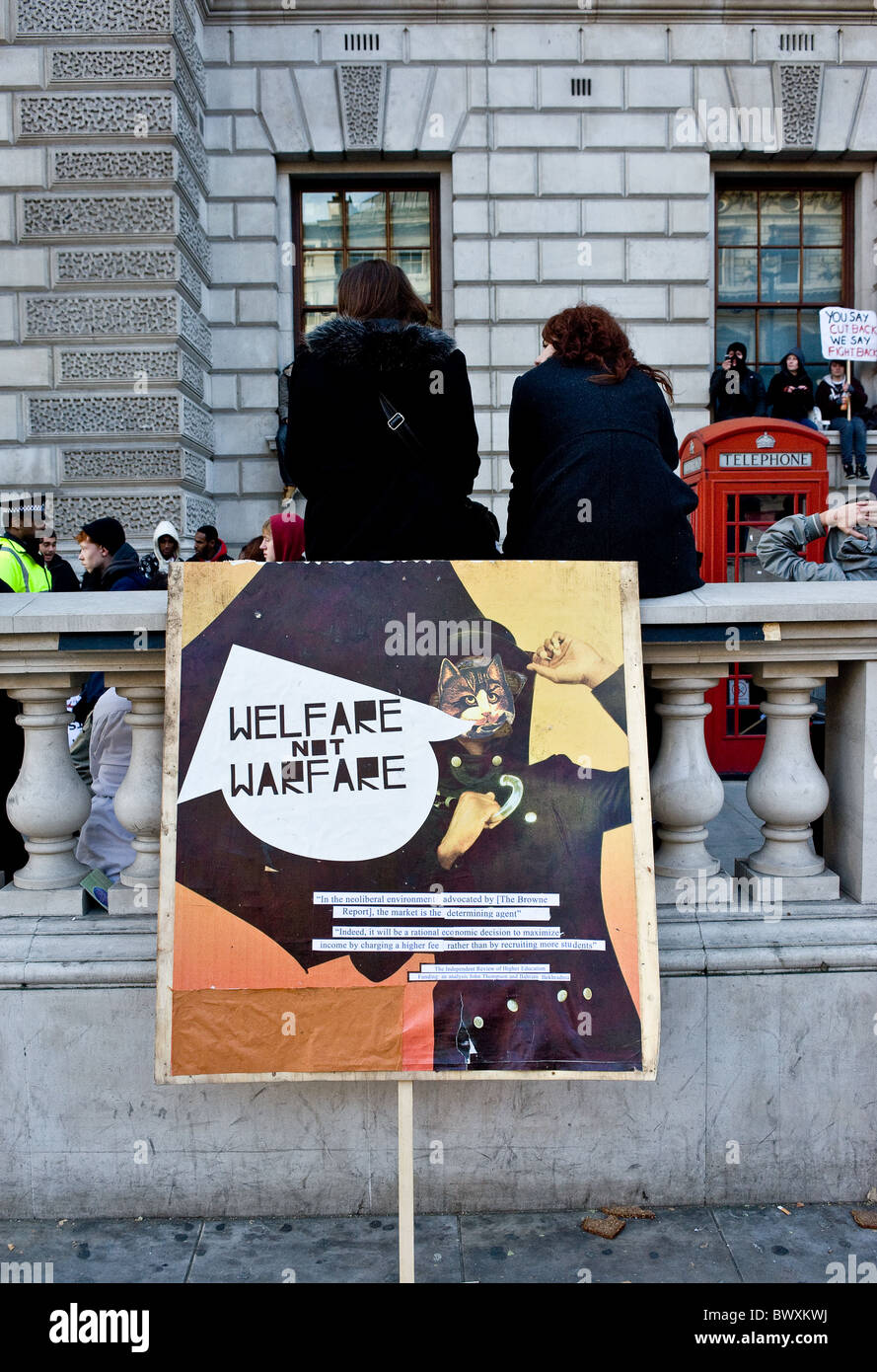 A placard leaning against a wall during a student demonstration. Photo ...