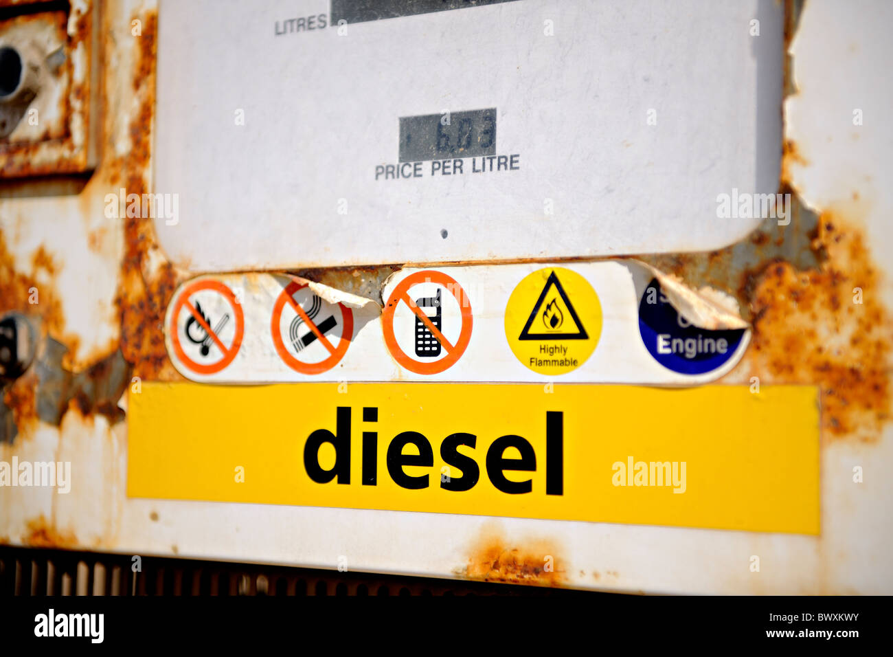 Rusty Total diesel fuel pump station, Advertising diesel price 6.83 N ...