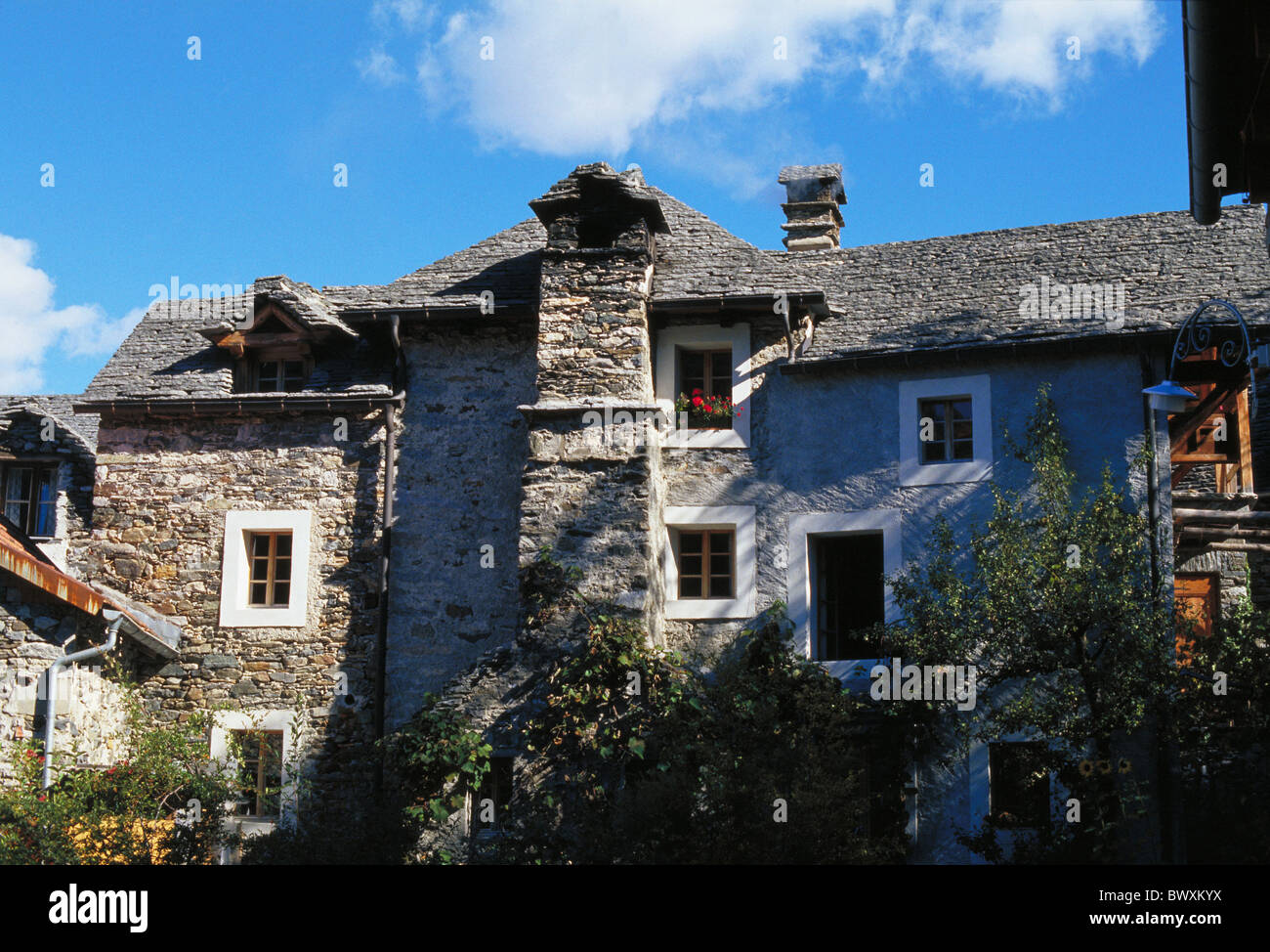 cutting part Bordei facade Switzerland Europe stone houses Rustici ...