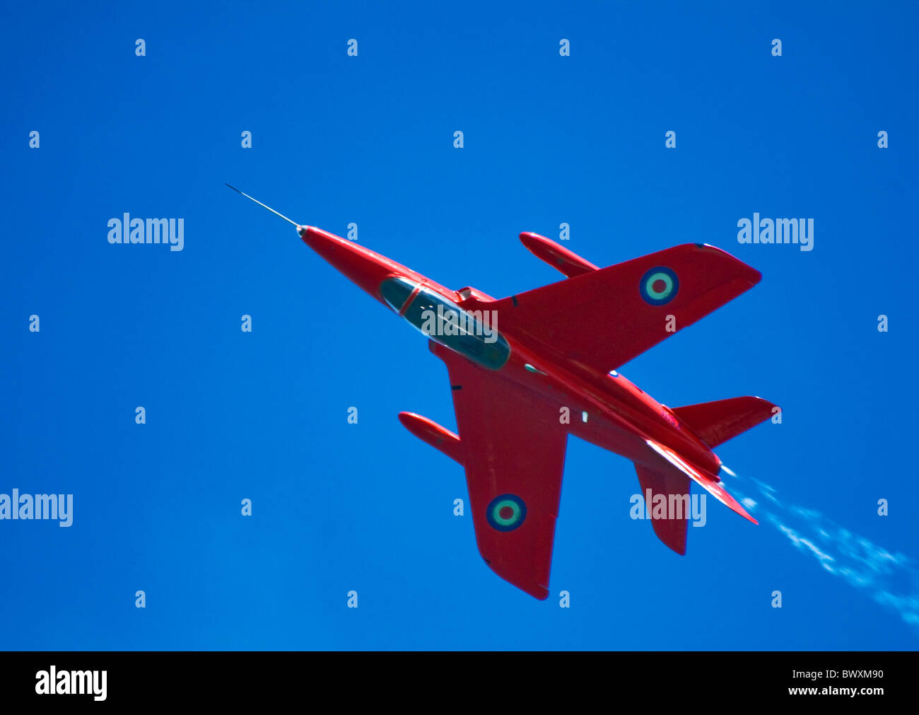 Gnat ex RAF display plane flying at air show - upper side visible with ...