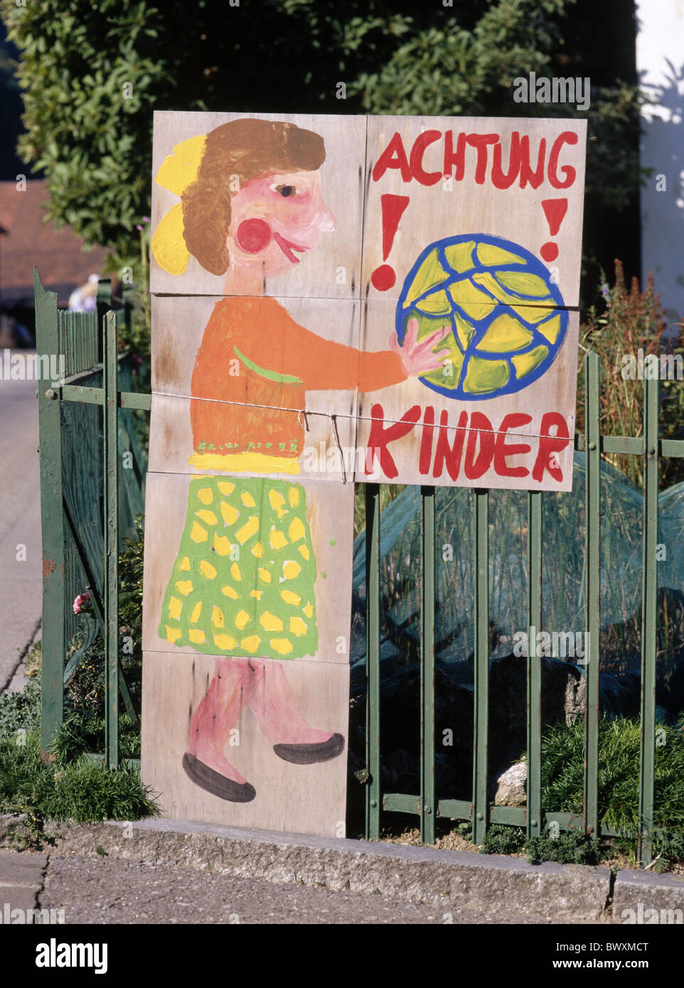 painted attention children Switzerland Europe street sign accident ...