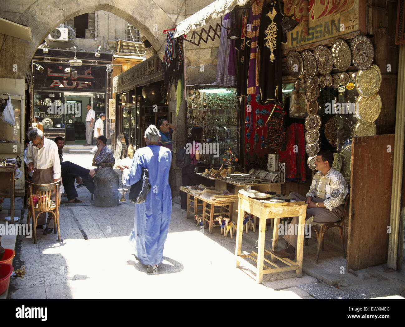 Egypt North Africa bazaar golden bazaar trade commerce Cairo Khan al ...