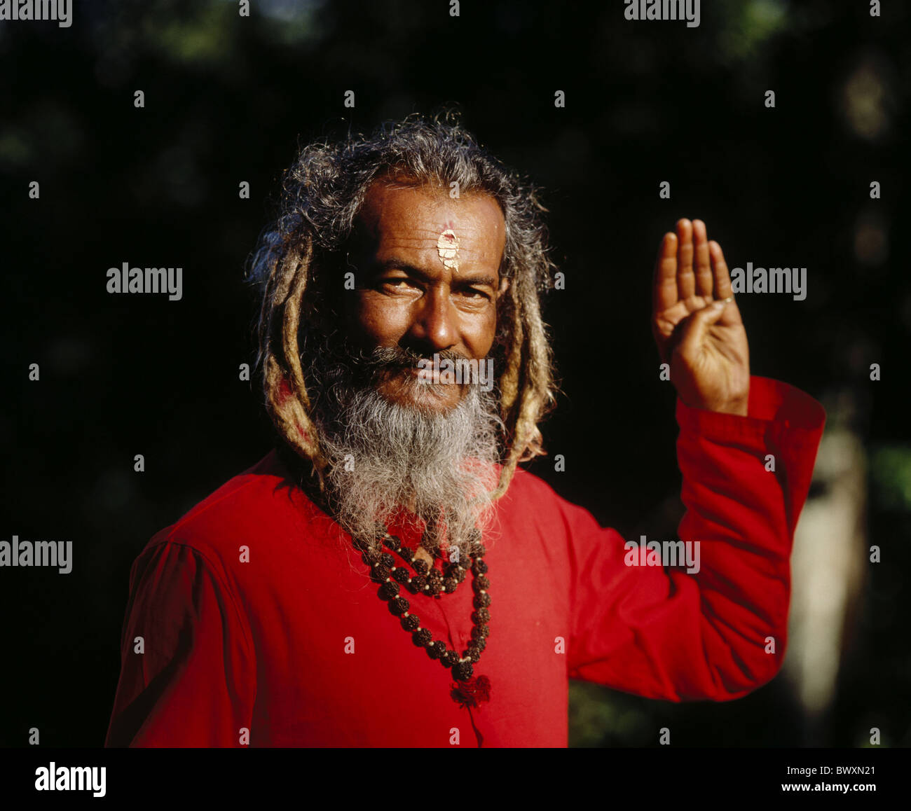 beard whiskers witch doctor man Nepal Asia portrait Stock Photo - Alamy