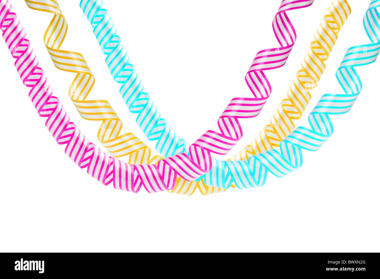 colorful streamers on white background Stock Photo - Alamy