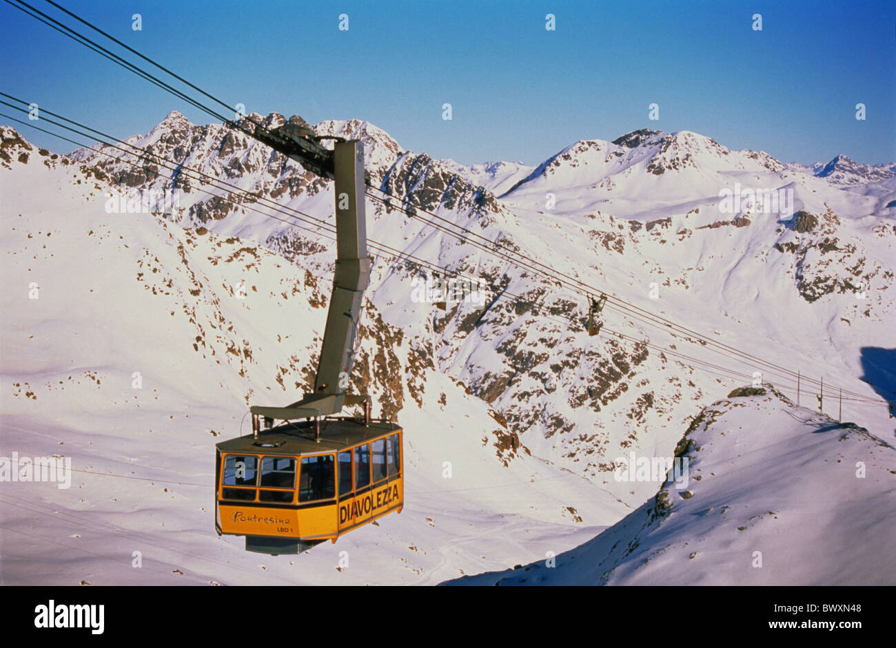 railway Diavolezza gondola Graubunden Grisons aerial cableway ropeway ...