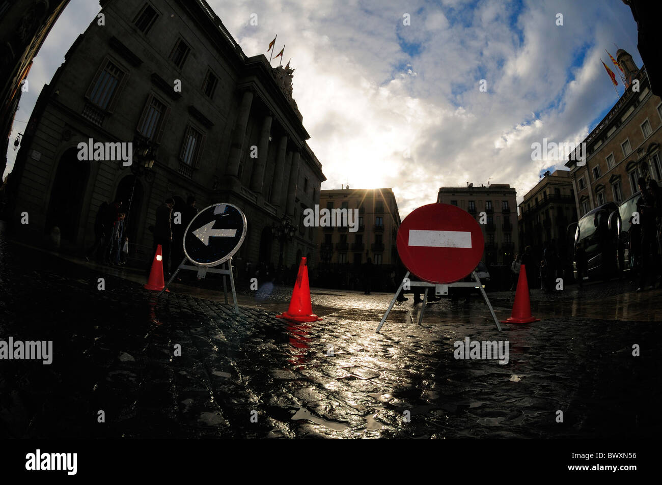 No Entry Sign, Barcelona, Spain Stock Photo - Alamy