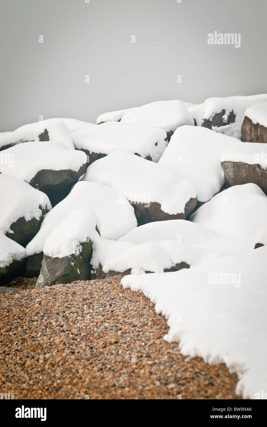 Snow on beach Stock Photo - Alamy