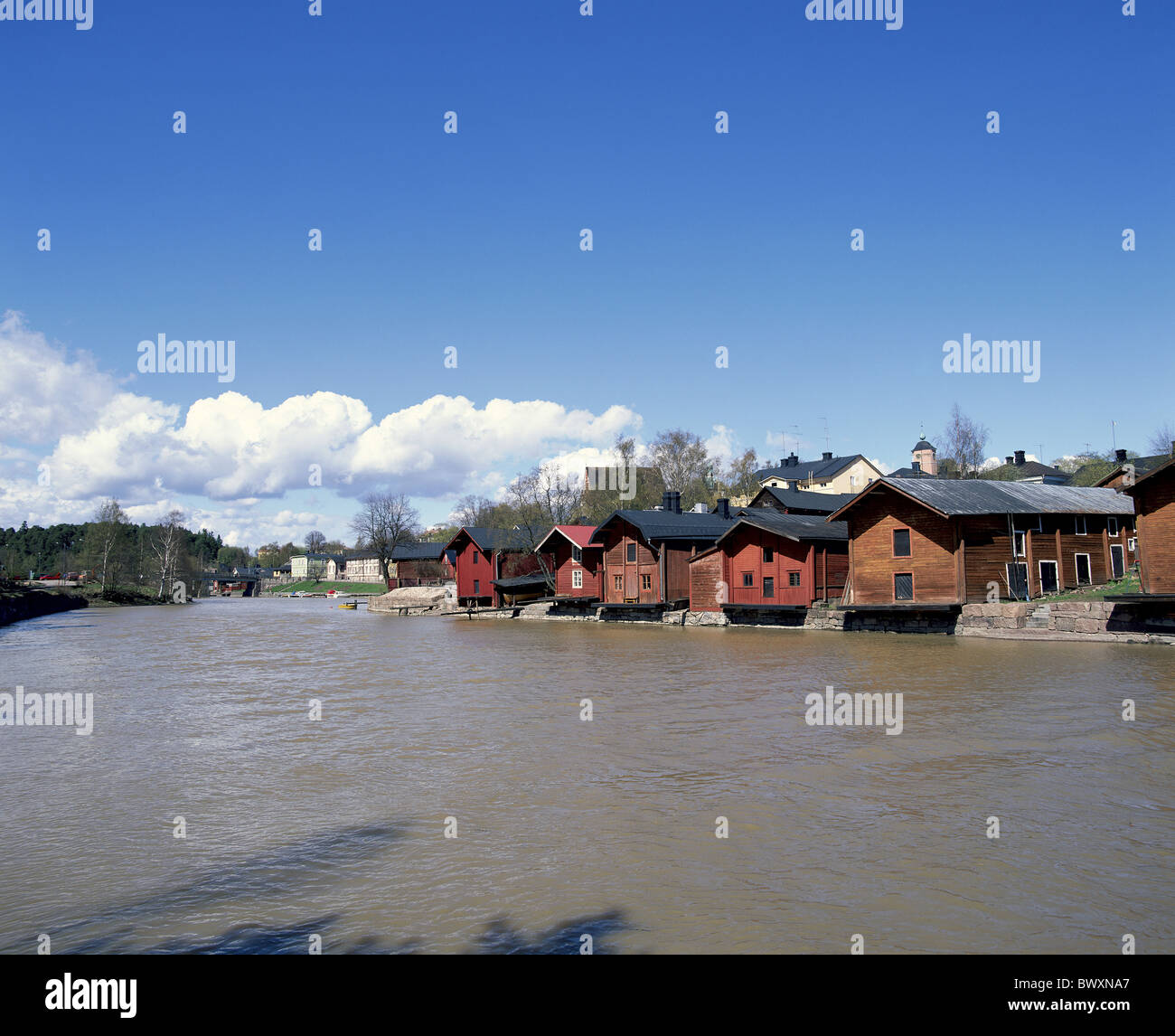 brackish water Finland river flow timber houses warehouses Porvoo ...