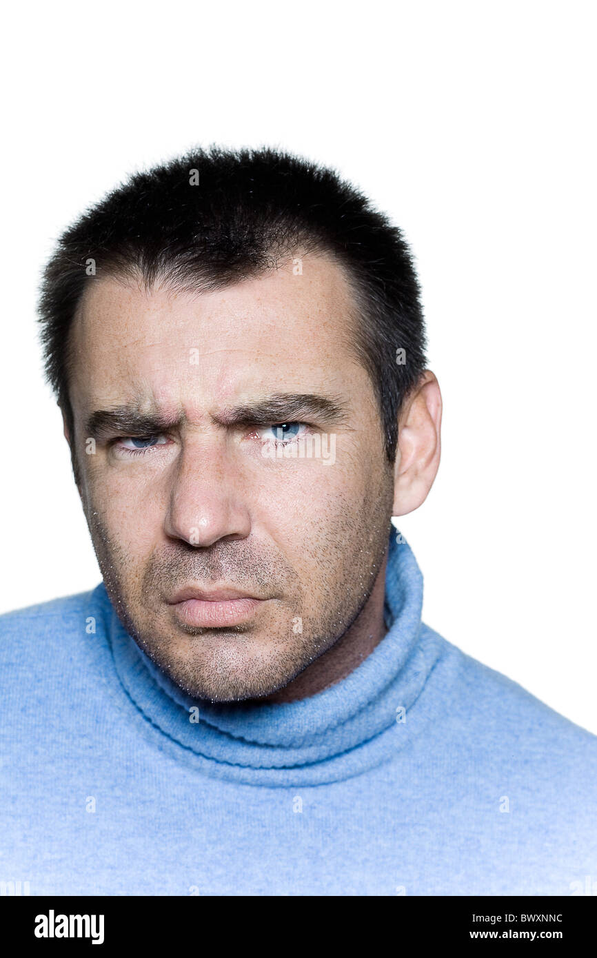 expressive portrait on isolated background of a stubble man Stock Photo ...