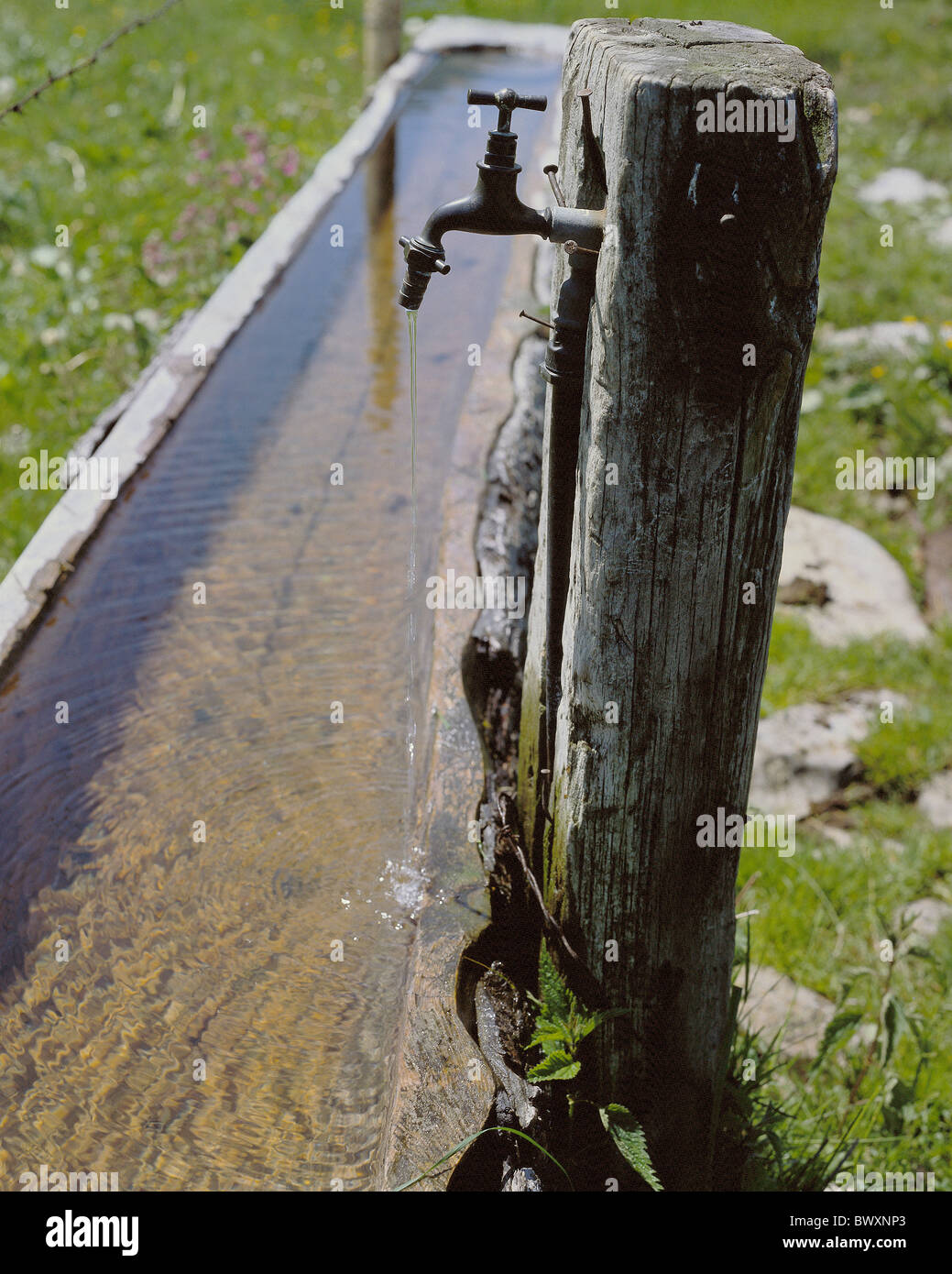 water well wooden trough Switzerland trunk Stock Photo - Alamy