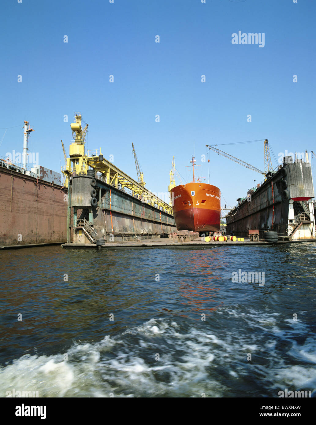 container ship Germany Europe harbour port industry ship container ...
