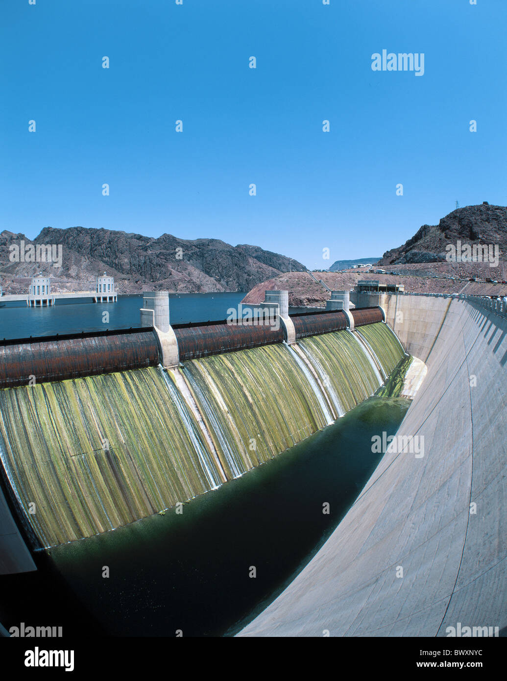 energy Hoover Dam Nevada view dam wall upwards dam USA America North ...