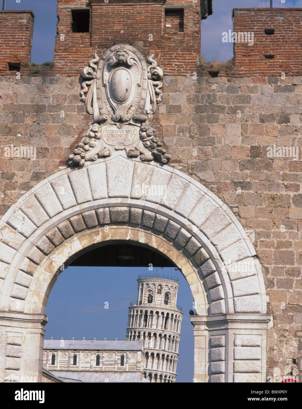 Italy Europe Pisa leaning tower rook cathedral dome town wall at an ...