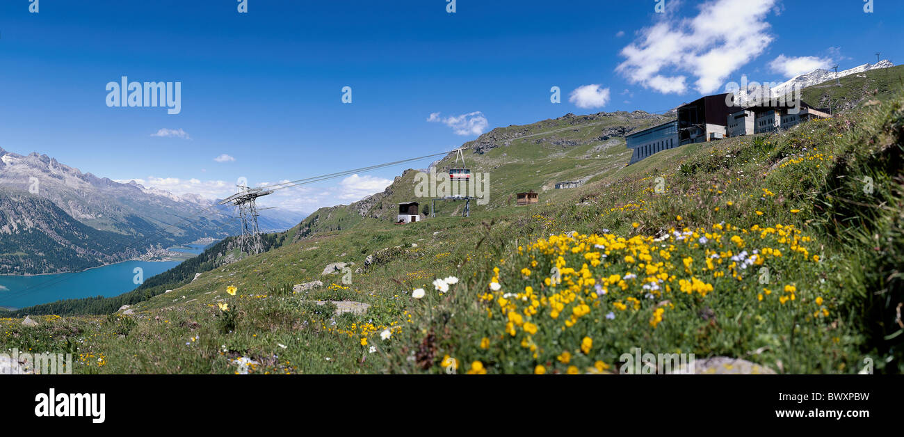 railway aerial cableway ropeway cable railway Switzerland Europe ...