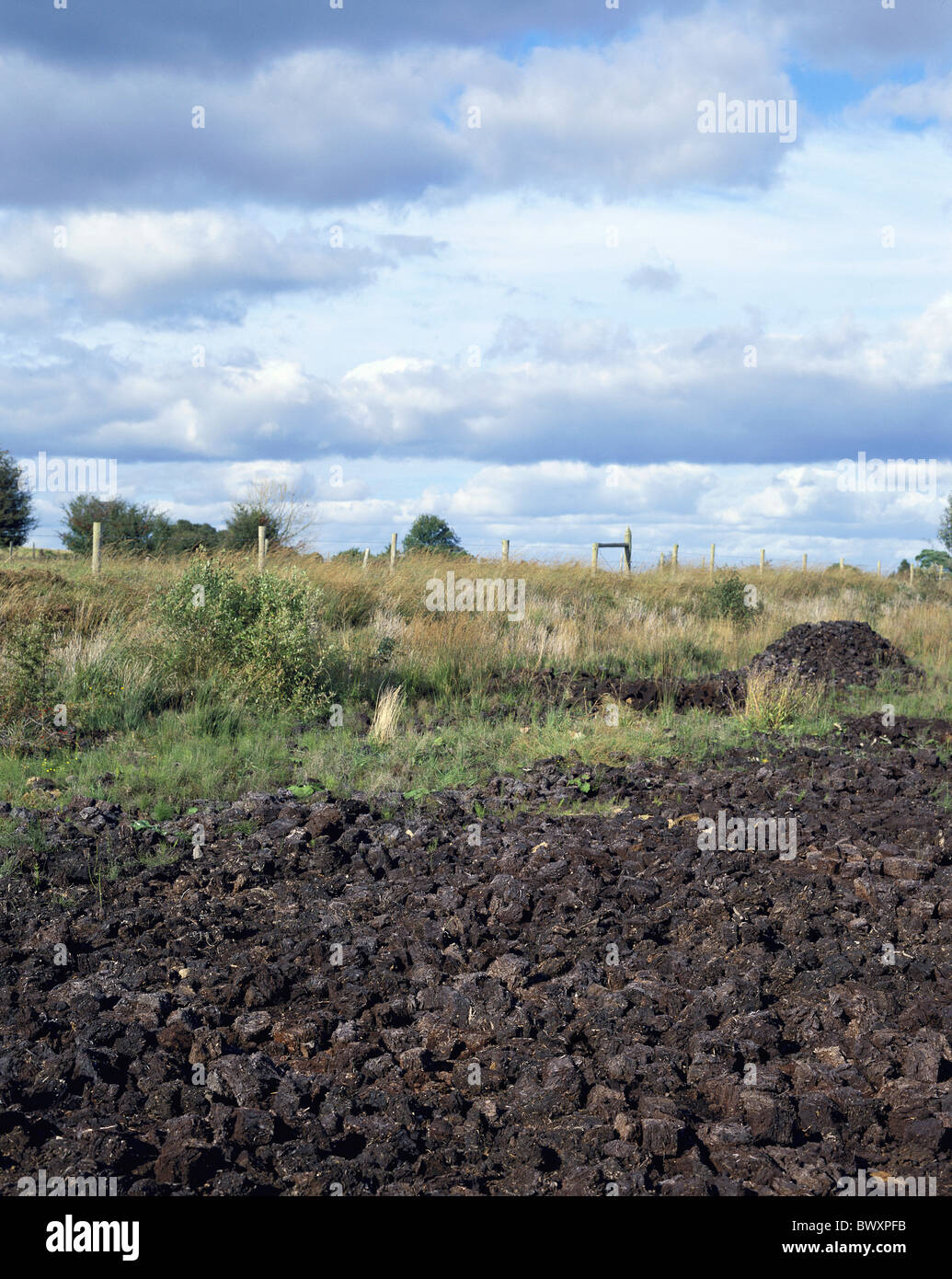 Ireland Europe O'Carroll Country Blackwater moor peat dismantling peat ...
