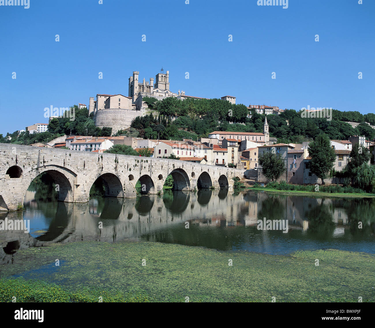 France Europe South of France Europe Beziers river flow bridge ...