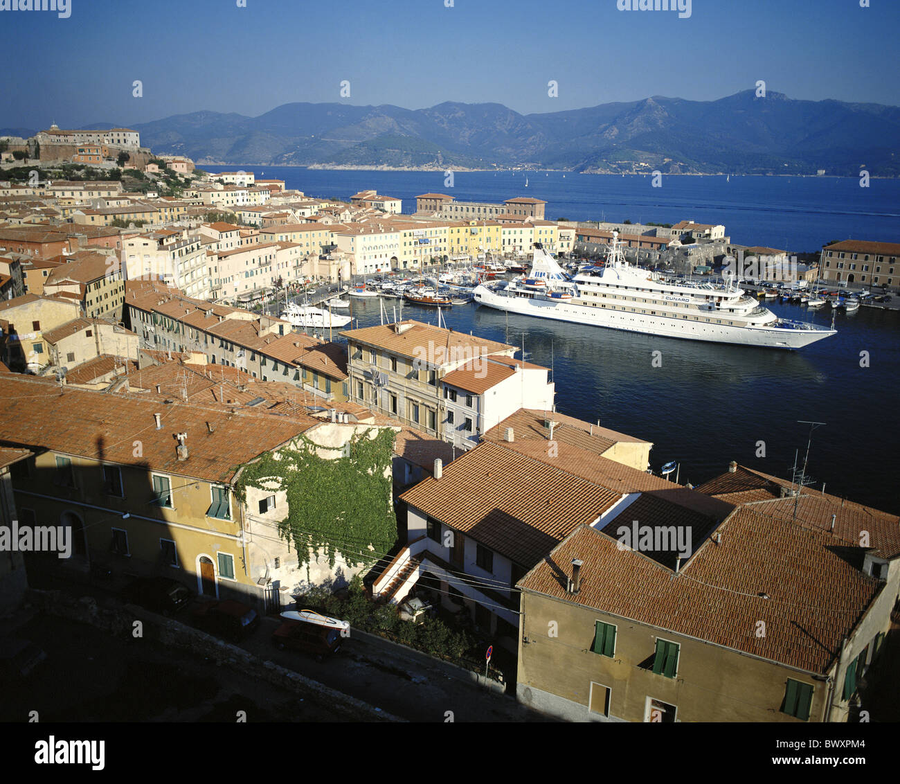 bay Elba harbour port Italy Europe cruise ship cruise ship ...