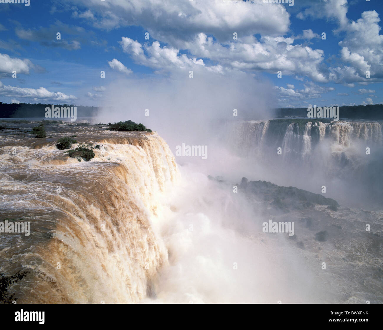 Brazil South America rock cliff Iguassu falls waterfall Iguazu Iguacu ...
