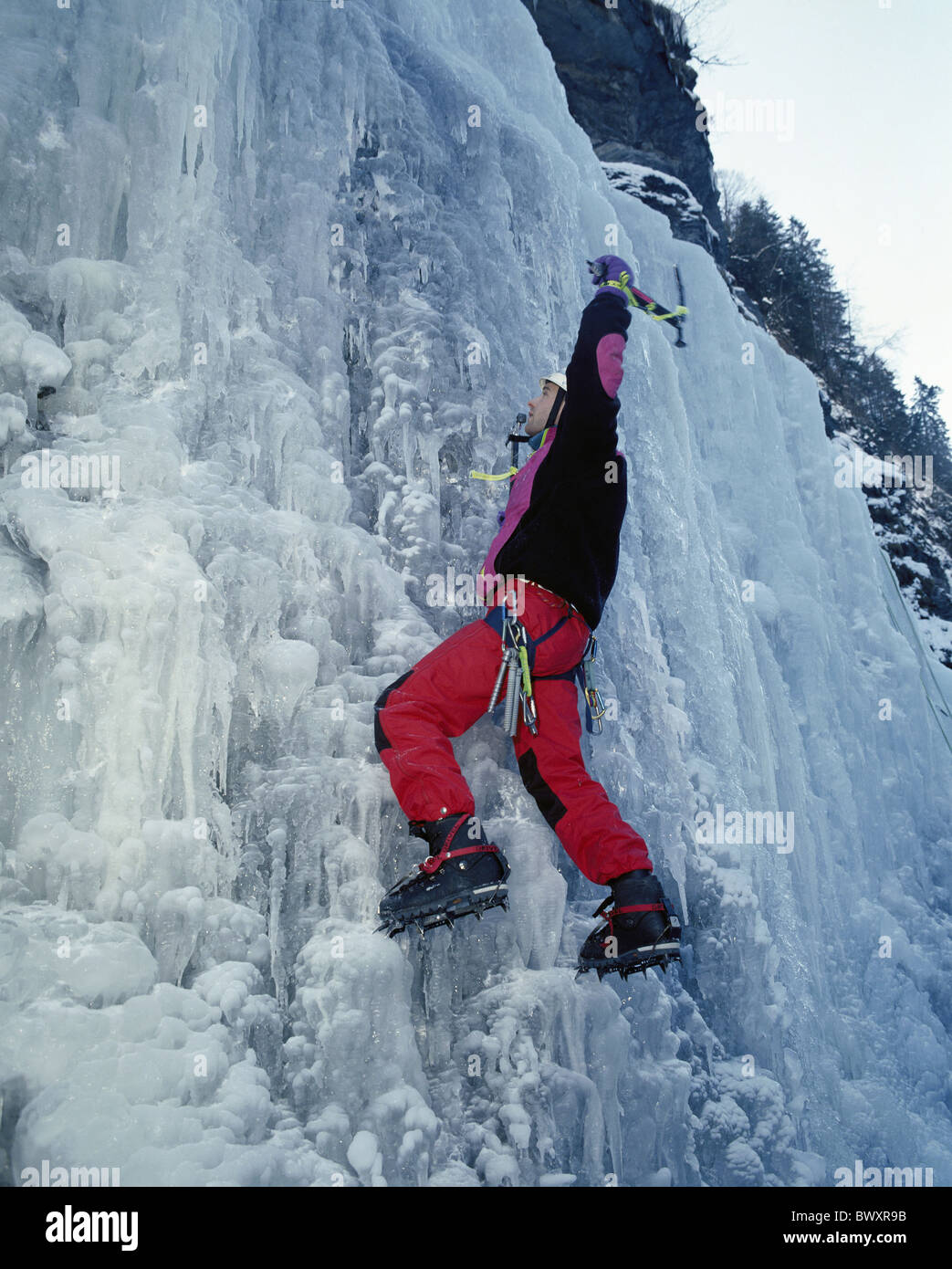 rise promotion mountaineering sport ice wall glacier man pimple snow ...