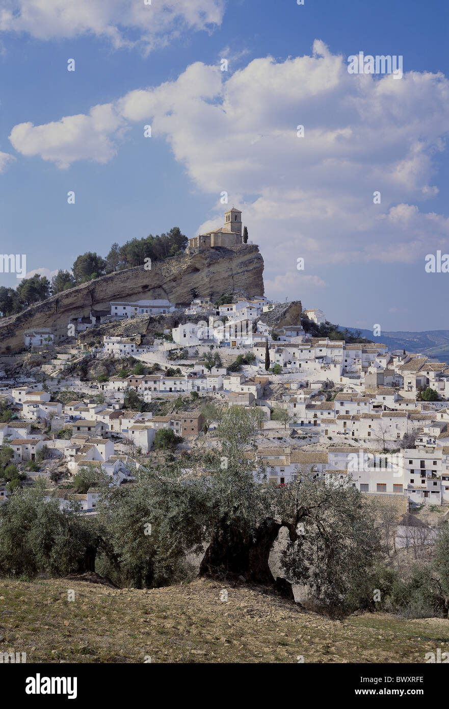 Spain Europe Andalusia Monte Frio town city view rock cliff scenery ...