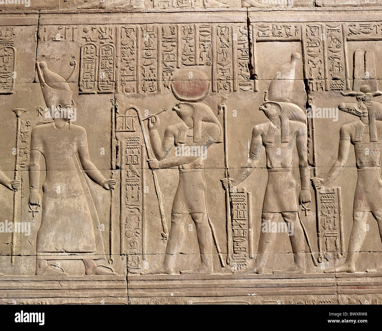 Egypt North Africa figures Kom Ombo temple relief character Stock Photo ...