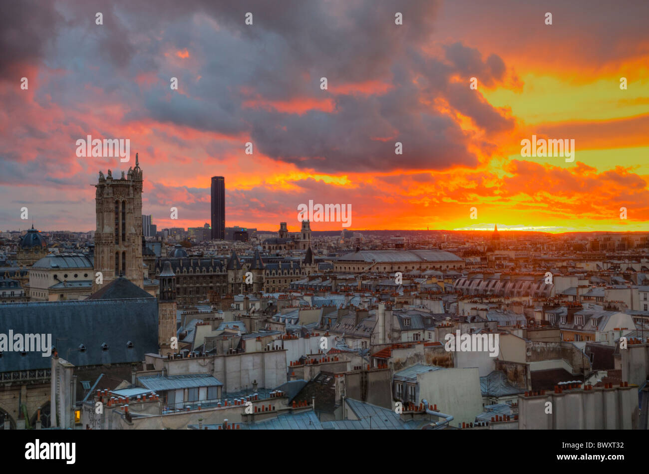 Paris at sunset Stock Photo - Alamy