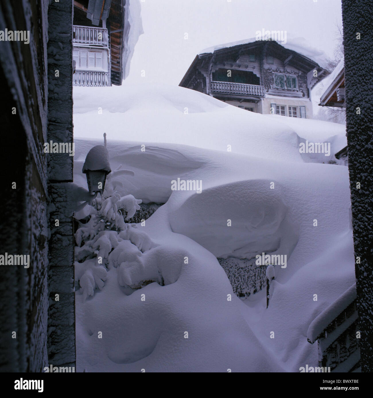 village February 1999 Goms Biel avalanche winter Switzerland Europe ...