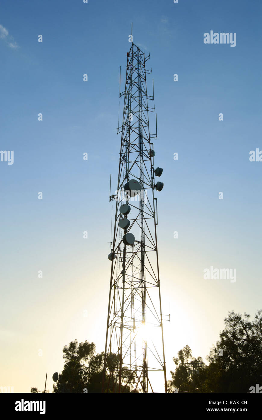 Large communication antenna tower Stock Photo - Alamy