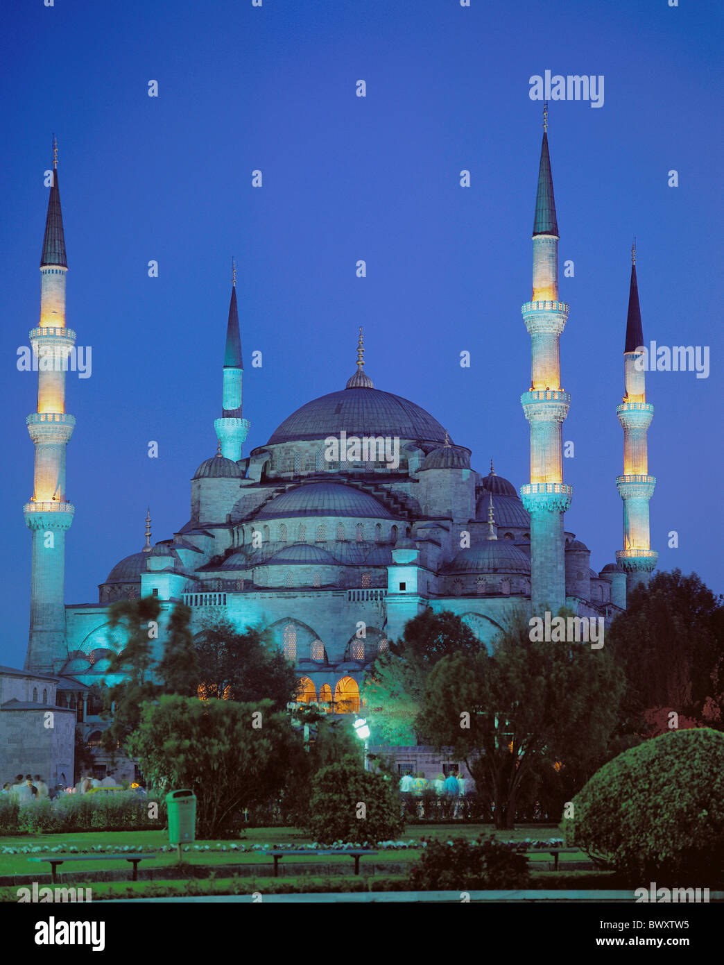 Turkey Istanbul at night blue mosque lighting Stock Photo - Alamy