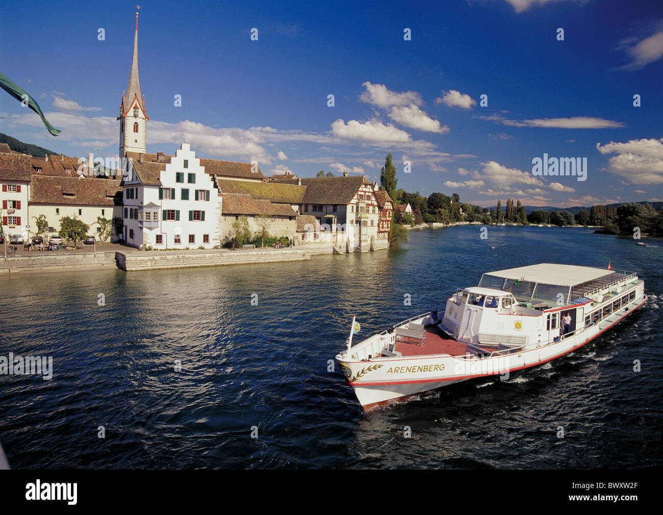 passenger boat Rhine ship Schaffhausen ship Switzerland Europe Stein am ...