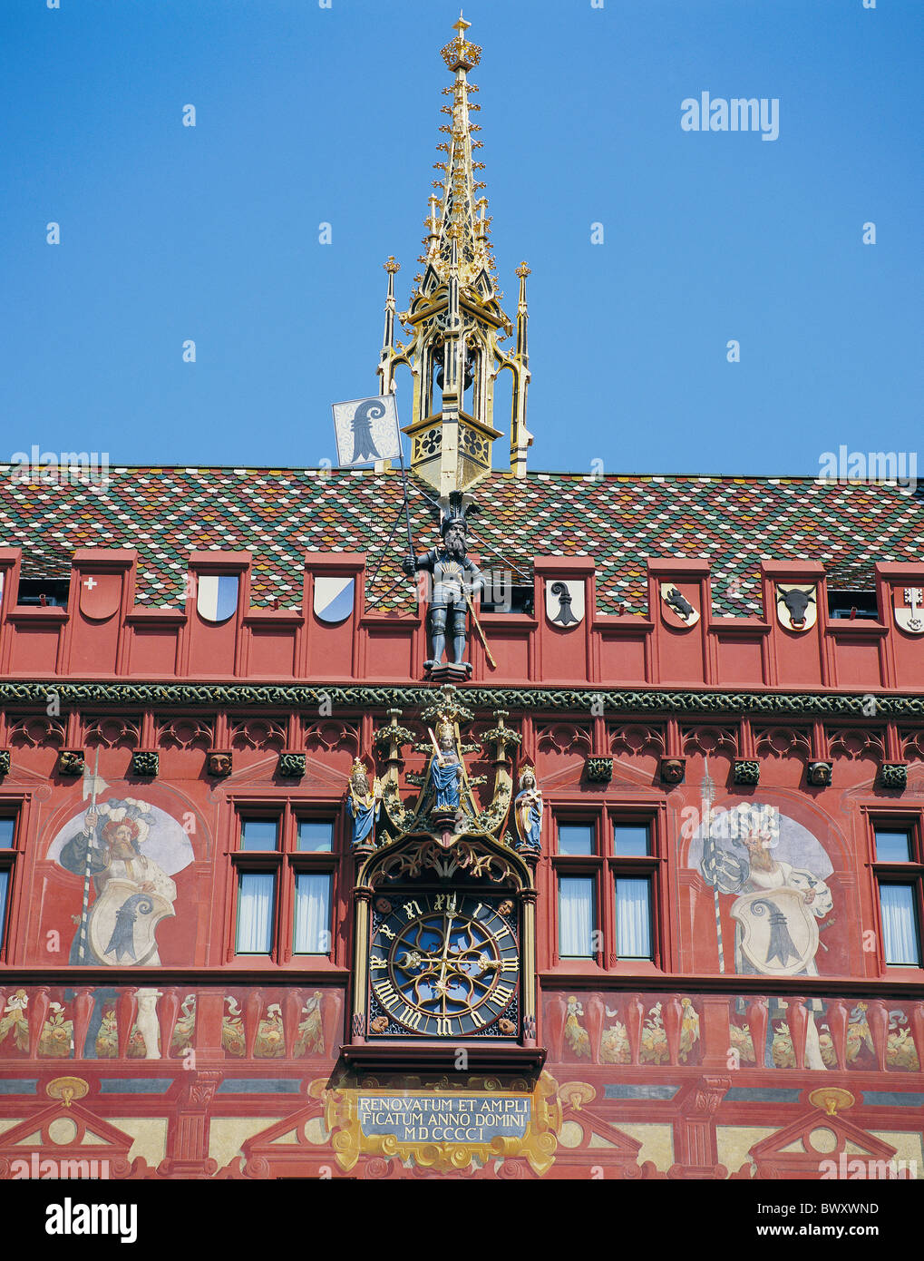 Switzerland Europe Basel Basle town city Old Town city hall facade ...
