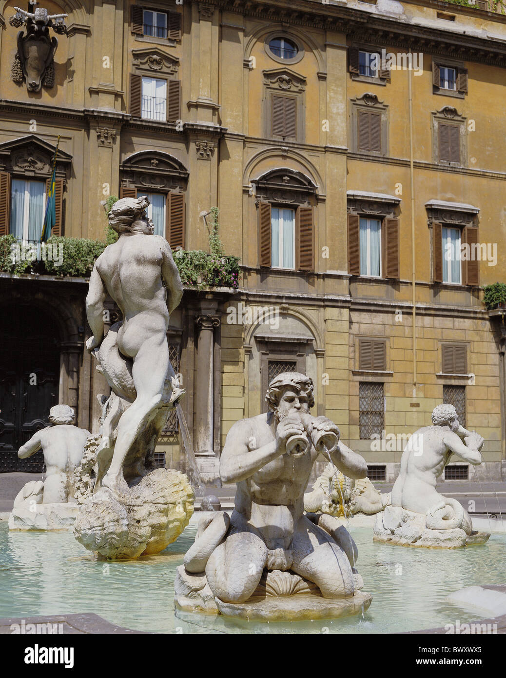 Italy Europe Rome Piazza Navona well statues Stock Photo - Alamy