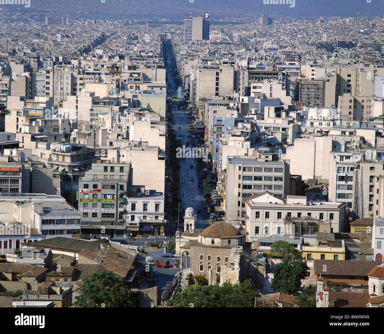 Athens Greece overview town city building construction roofs Stock ...