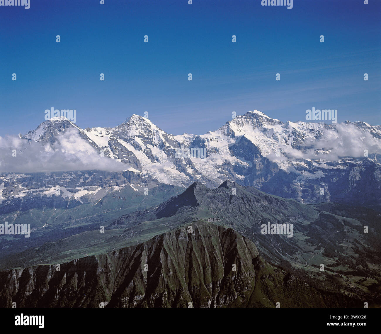 Switzerland Europe canton Bern Eiger mountain monk Monch Jungfrau ...